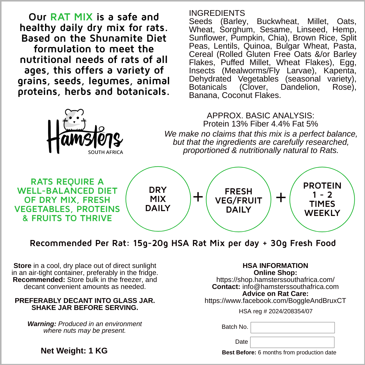 Rat Mix 500g/1kg – Hamsters South Africa